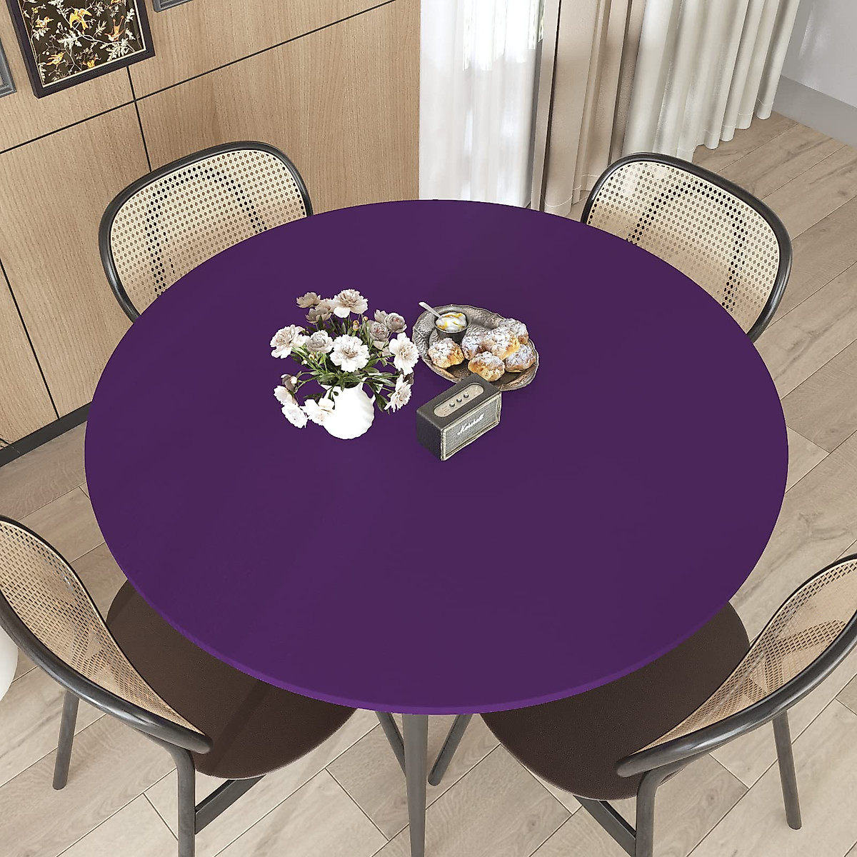 VOLEAAR Dark Purple Contact Paper 15.7 x 196 Inches Pure Purple Peel and Stick Wallpaper Vinyl Adhesive Waterproof Solid Color Wall Paper