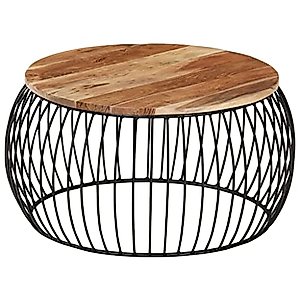 QJBSAVVA Coffee Table Ø26.8 Solid Acacia Wood,Bedside Tables Side Tables End Tables Entrance Tables Suitable for Meeting Rooms, Reception Rooms, Offices