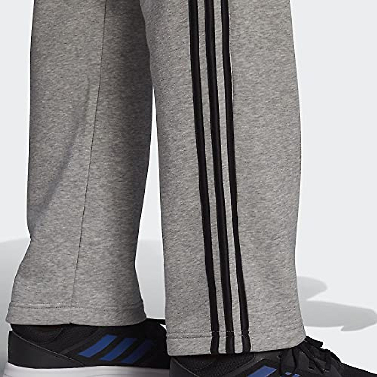 adidas Men's Essentials Fleece Open Hem 3-Stripes Pants, Medium Grey Heather, Small