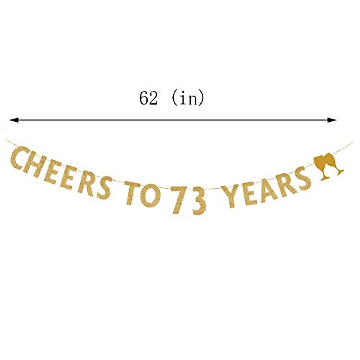 MAGJUCHE Gold glitter Cheers to 73 years banner,73th birthday party decorations