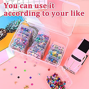 12 Pack Plastic Clear Beads Storage Box Organizer Small Storage Containers Mini Organizer Storage Box with Hinged Lid for Small Items Crafts Jewelry