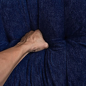 Eafurn Button Tufted Velvet Sectional, L-Shape Corner Extra Wide Chaise Lounge and Arm-Pillows, Right Hand Facing Comfy Sofa & Couches for Living Room,Up to 3 Seating Capacity, Blue 83"