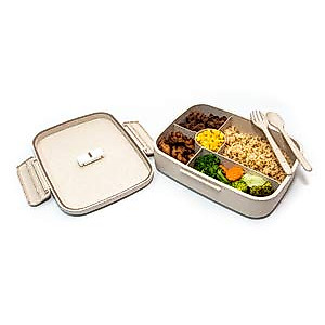 Eco-Life Home Design Bento Box - Eco Friendly, Leakproof Bento Lunch Box. Five Compartment, Wheat Fiber Bento Box for Kids and Adults. Microwave and Freezer Friendly Edo Box