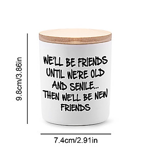 Best Friend Birthday Gifts for Women Bestie Christmas Friendship Gifts for Women Friends Female Novelty Unique Lavender Scented Soy Candles We'll Be Friends Until We're Old and Senile