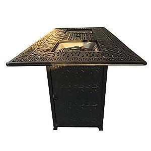 Outdoor Fire Pit Bar Height Double Burner Table Elisabeth Cast Aluminum Patio Furniture
