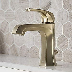 KRAUS Esta Single Handle Basin Bathroom Faucet with Lift Rod Drain in Brushed Gold, KBF-1211BG