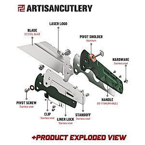ARTISANCUTLERY Tactical Knife Proponent Folding Knife D2 Steel Blade with G10 Handle Fixed Blade EDC Knife for Hunting,Camping and Outdoor 1820P Green