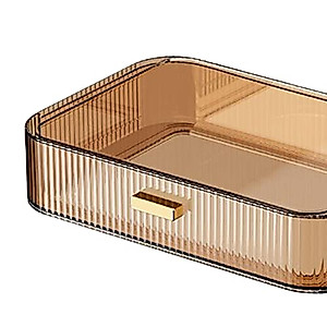 Milageto Countertop Makeup Organizer Tray, Shower Caddy Plate, Multifunction Desktop Storage Case, Brown