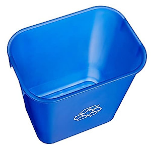 AmazonCommercial Rectangular Commercial Office Wastebasket, w/Recycle Logo, 3 gallon (Pack of 2), Blue