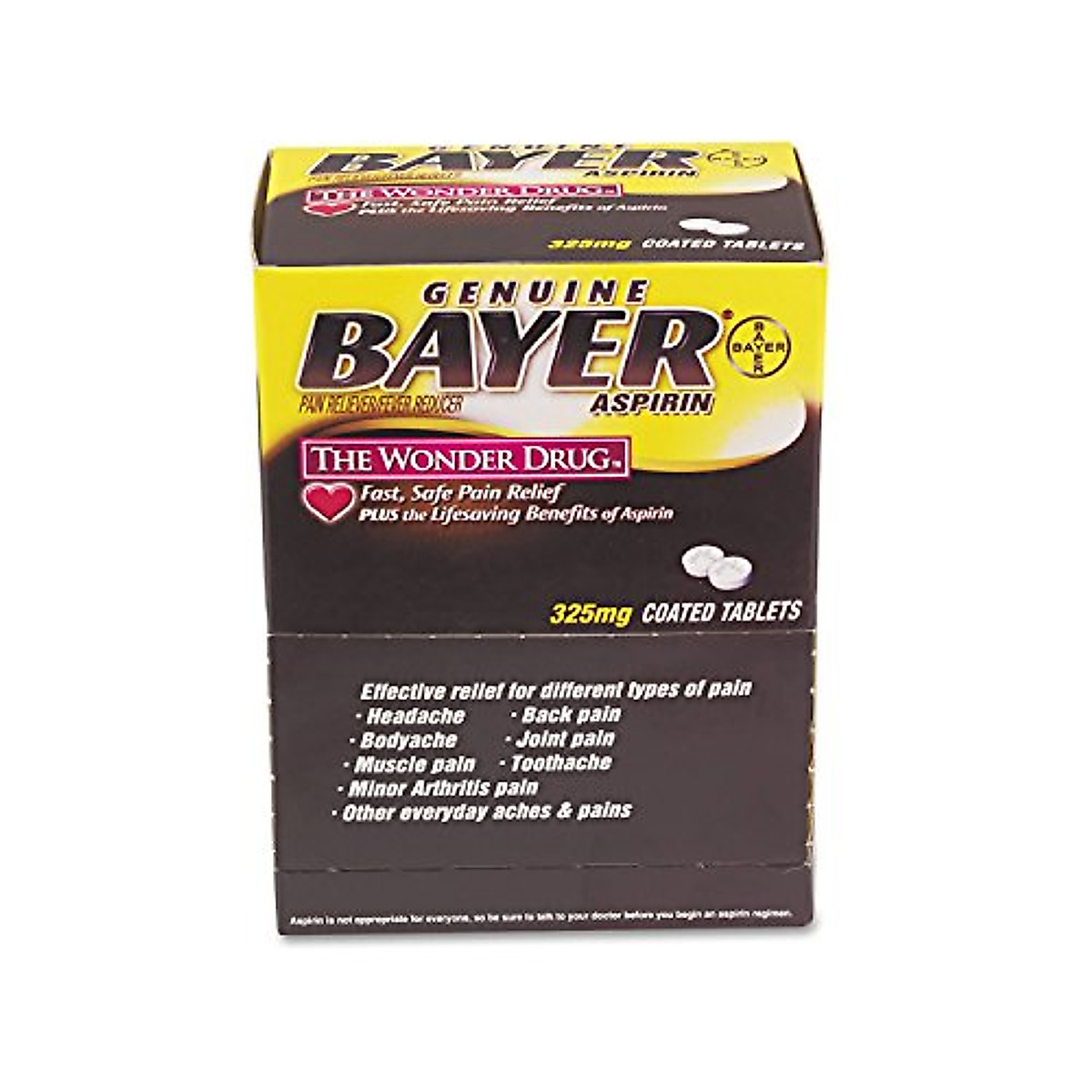 Bayer BXBG50 Aspirin Tablets, Two-Pack, 50 Packs/Box