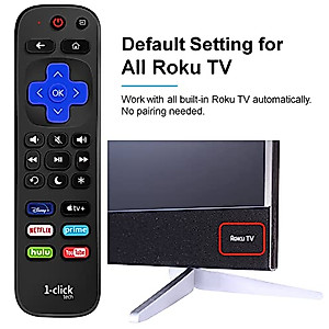 [w/Cover] 1-clicktech Remote for All Roku TV w/ 12 Opt. APPs, for TCL Roku/Hisense Roku/Onn Roku/Sharp Roku/All Built-in Roku TVs, or Roku Box【NOT for Stick】(Remote + Red Cover)