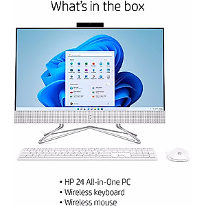 HP 2024 24'' FHD IPS Touchscreen All-in-One Desktop PC Intel 10-Core i5-1235U Iris Xe Graphics 32GB DDR4 1TB NVMe SSD WiFi AX BT RJ45 HDMI Webcam Speaker Wireless KB Mouse Windows 11 w/RE USB