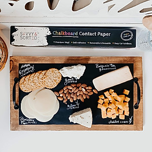 Black Chalkboard Contact Paper Roll - 8 FT Chalk Board Paper Roll Peel & Stick with Chalk Sticks - 17 x 96in Chalkboard Sticker Paper - Removable Black Sticker Self Adhesive Wallpaper Blackboard Decal