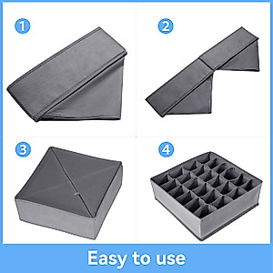 NAC HOOH 10 Pack Drawer Organizers Divider Fabric Foldable Storage Bins for Storing Bra Ties Lingerie Sock Panty Belts Clothes Scarves (10 Pack Grey)…