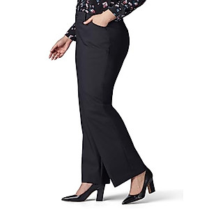 Lee Women's Plus Size Ultra Lux Comfort with Flex Motion Trouser Pant Black 22W, 22 Long
