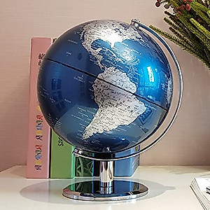 World Globe World Globe Latitude Longitude World Desk Globe With Chrome Metal Base Stand And High Clear Map Earth Globe For Home Office Globes decor (25cm Blue) (25cm Silver With L
