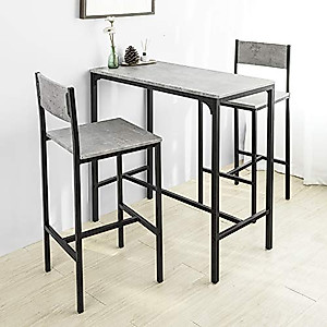 Haotian OGT03-HG, Bar Set-1 Bar Table and 2 Stools, 3 Pieces Home Kitchen Breakfast Bar Set Furniture Dining Set, 33.7 ”Height Table