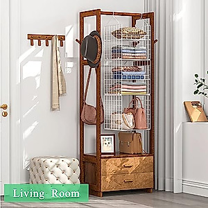 Yociyoga 5 Tier Closet Organizers and Storager, Adjustable Hanging Shelf Metal Wire Wardrobe Basket with 2 Sturdy Hooks for Bedroom, Livingroom (White)