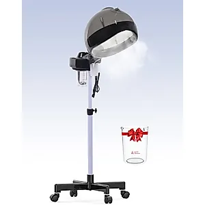 Icoget Standing Hair Steamer for Nature Black Hair, Hooded Heating Steam Cap for Deep Conditioning w/Adjustable Height and Angle, Hot Mist for Hydration and Color Processor, Home Salon Use