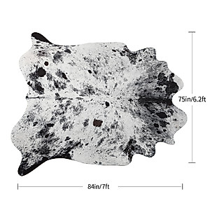 NEOCOZY Exquisite Cowhide Rug, 6.2 x 7 ft Faux Cowhide Rug for Living Room Bedroom, Cow Print Rug for Wall, Non-Slip, Grey White