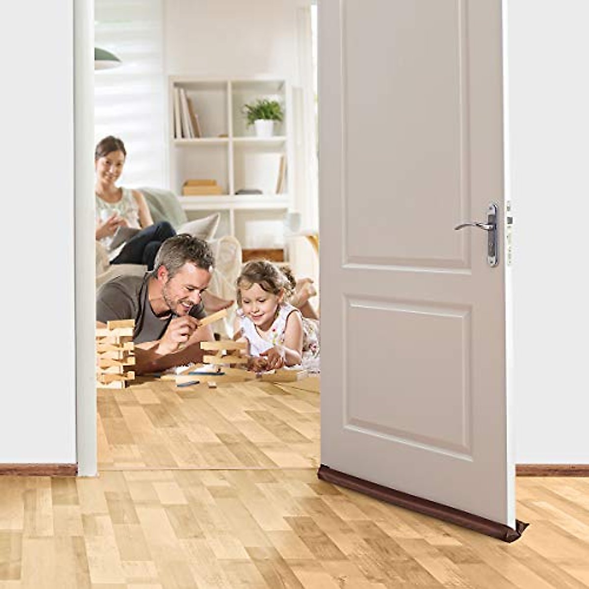 Door Draft Stopper,Under Door Blocker Size of MUOVE Adjustable Size from 32" to 36"，Cover Gap Up to 1.4"，Air Door Guard Sound Blocker Door Sweep, Water-Proof, Winter-Proof, Block Light，Energy Saving