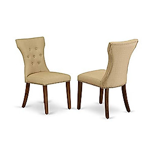 East West Furniture LAGA11-78-03 11 Piece Dining Table Set Includes a Rectangle Dining Room Table with Butterfly Leaf and 10 Brown Linen Fabric Upholstered Chairs, 42x92 Inch, Jacobean