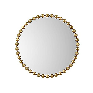 MADISON PARK SIGNATURE Wall Décor Marlowe Metal Spherical Frame Round Mirror for Living Room - Home Accent, Ready to Hang Bedroom Decoration, 36" Diameter, Gold