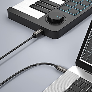 DigitalLife USB Type C to B MIDI Interface Converter Adapter Cable for MIDI Music Instruments (Metal,3.3FT)