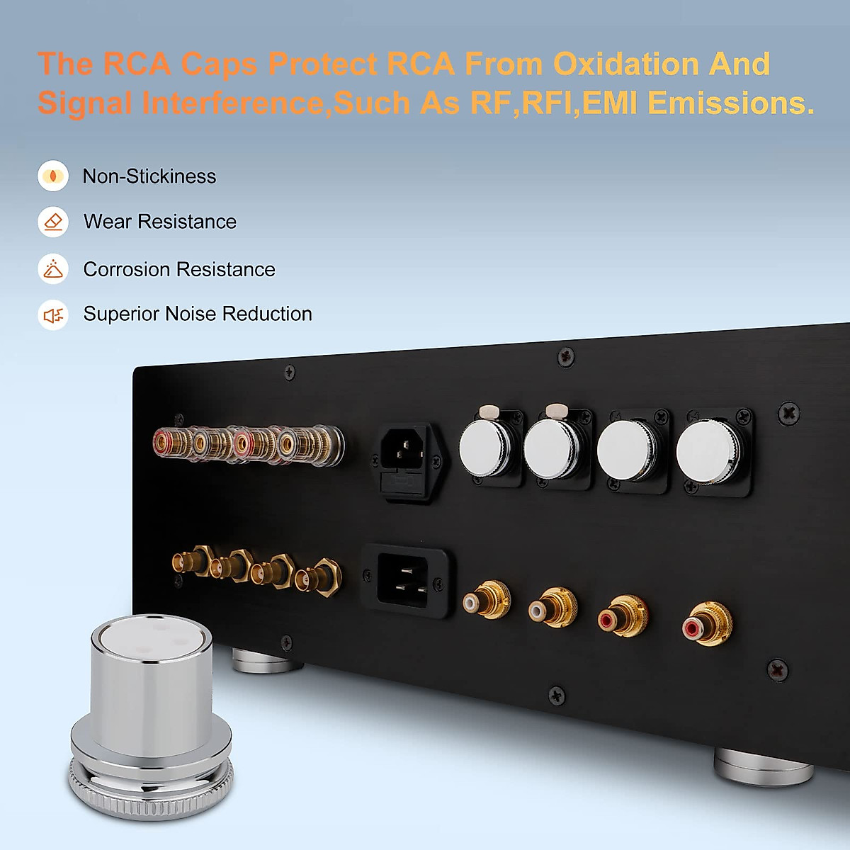 Monosaudio XLR Female Plugs 2Pcs XLR Dust Caps XLR Shorting Plugs Shileding Caps Noise Stopper Dust Proof Protectors XLR Connector Covers for Audio,Speakers, Subwoofers,Amplifier(Rhodium Plated)