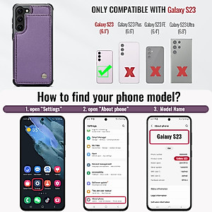 Vinich for Samsung Galaxy S23 Case with Card Holder, for Samsung S23 Wallet Case for Women Men with RFID Blocking, Durable Kickstand Shockproof Phone Case for Galaxy S23 5G, Purple