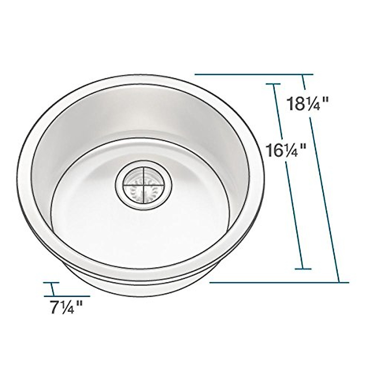 MR Direct 465-18 Stainless Steel Dual-Mount 18-1/4 in. Single Bowl Kitchen Sink, 18 Gauge