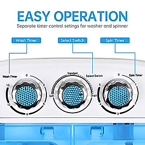 ZENY Portable Clothes Washing Machine Mini Twin Tub Small Laundry Washer Aparment Spin Dryer 9.9lbs Capacity Lightweight for Dormitory, RV