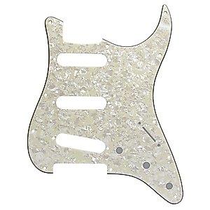 IKN 11 Hole Strat Pickguard for 3 Single Coil Pickups, come with Pickguard Screws, 4Ply Aged Pearl