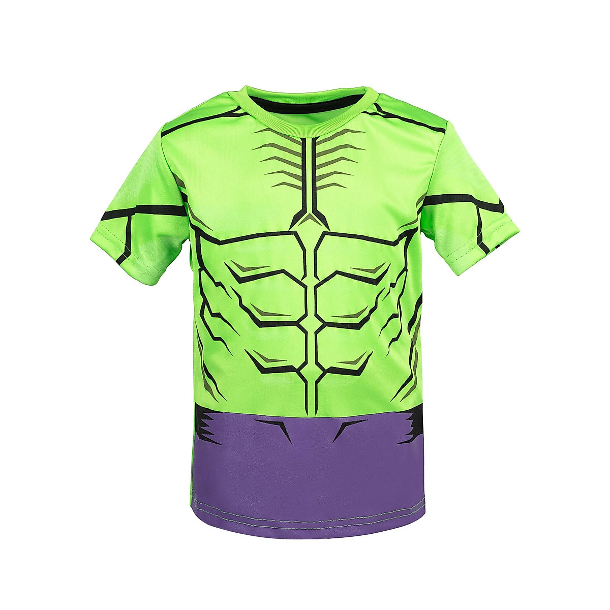 Marvel Avengers Hulk Little Boys' Athletic T-Shirt & Mesh Shorts Set, Green/Purple (5)