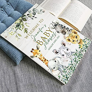 Personalized Safari Baby Shower Welcome Sign Poster, Jungle Animals Print Art, Cute Watercolor Jungle Baby Shower Welcome Decoration, Custom Baby Shower Wall Art Poster Canvas, Home Decor
