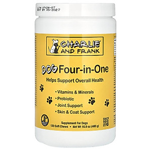 Charlie & Frank, Dog Four-in-One, Vitamins & Minerals, Probiotics, Joint Support, Healthy Skin & Coat, 120 Soft Chews