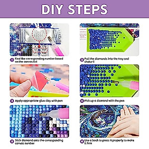 Buewutiry Peacock Diamond Painting Kits for Adults, DIY 5D Full Drill Diamond Art Kit for Adults Beginner, Diamond Dots Painting Craft for Home Wall Decor 12x16 Inch (Peacock)
