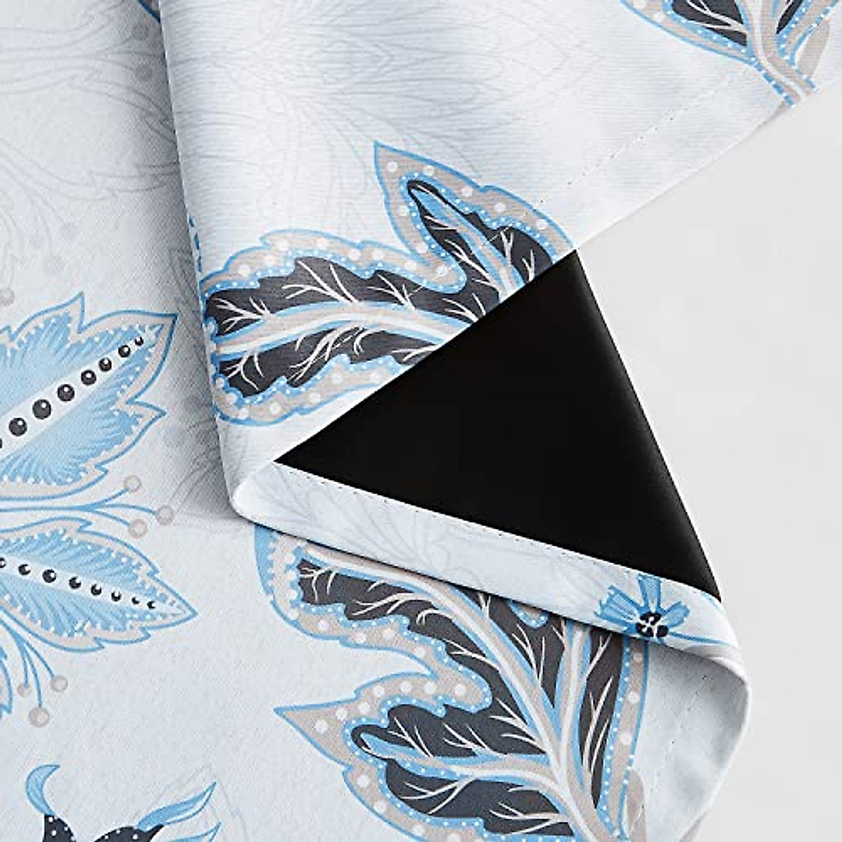 Blue White Blackout Curtains for Bedroom Living Room 84inch Long Floral Vine Leaf Curtain Panels Triple Weave Thermal Insulated Curtain Drapes 50" W 2 Panels