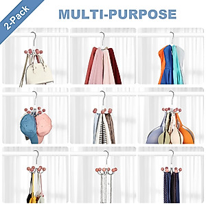 TOPIA HANGER Hoodie Hangers 2-Pack with 6 Cedar Balls, 360°Swivel Purse Hanger, Scarf Hanger, Closet Hooks, Handbag Organizer, Bra Hanger, Accessory Organizers for Scarf, Tanktop, Hat, Hoodie CT43C