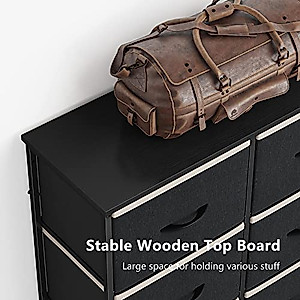 FEZIBO Dresser Organizer, Chest of Drawers-Dresser for Bedroom, Hallway, Entryway, Closets, Furniture Storage Tower-Steel Frame, Wood Top, 6 Drawers Organizer Units-Black Grey White Edge