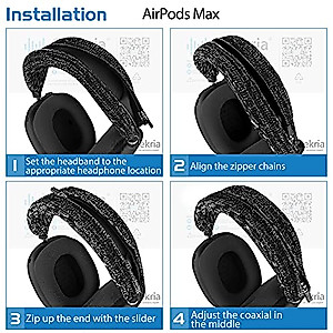Geekria Knit Fabric Headband Cover, Compatible with AirPod Max Headphones/Headband Cushion Pad Protector, Replacement Repair Part, Easy DIY Installation (Black)