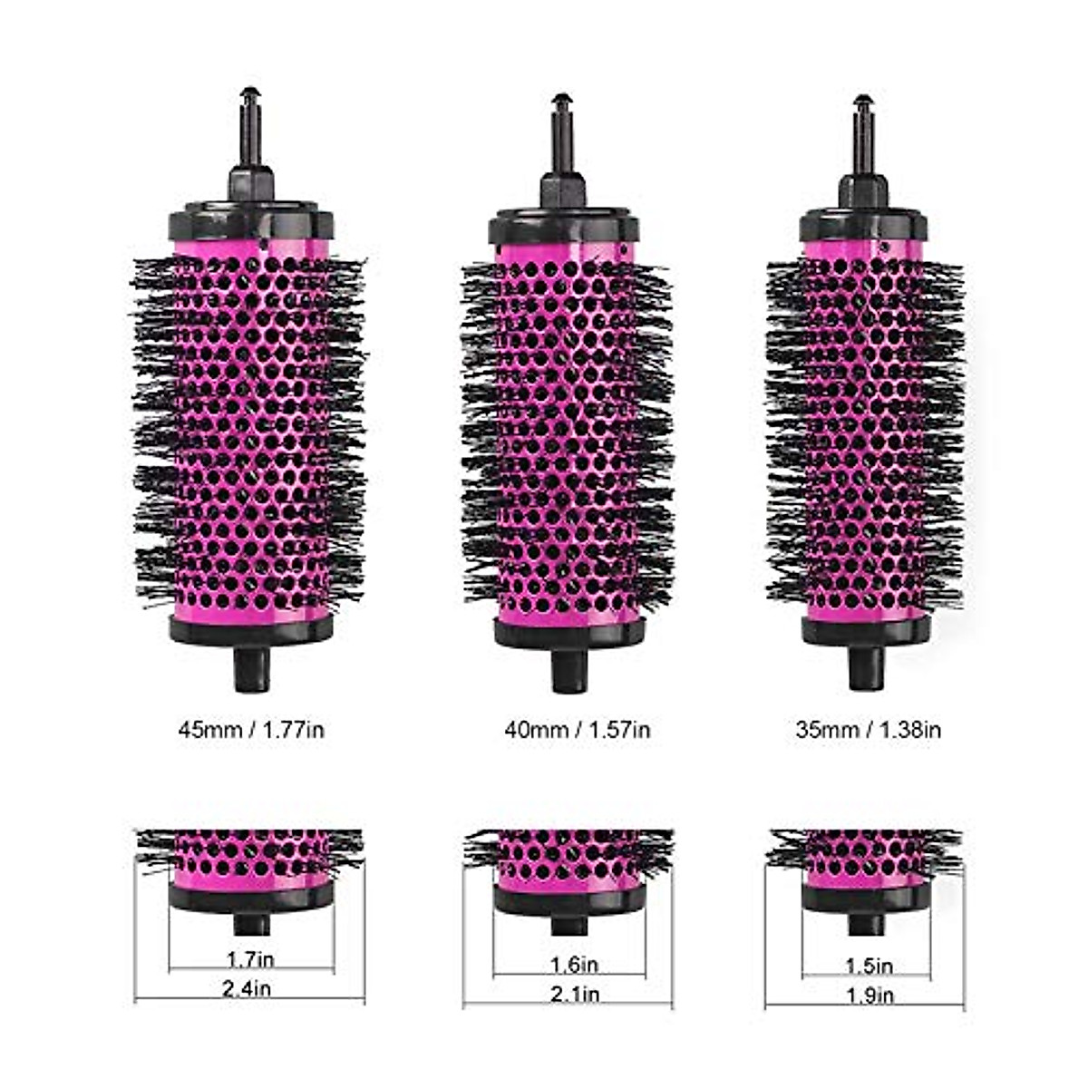 6PCS Round Hair Brush Set, Detachable Comb Barrels Blow Drying Barrel Hairbrush Curling Tool Set Round Thermal Brush Curling Brush Hairclips for Blowouts and Hairstyling