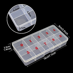 Chistepper 4 Pack Plastic Storage Boxes Empty False Nail Storage Boxes Nail Art Tips Storage Grid Boxes