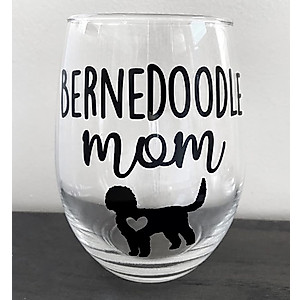 Bernedoodle Mom - Premium 21oz Stemless Wine Glass - Gift for Doodle Dog Lovers