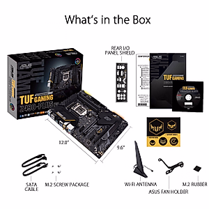 ASUS TUF Gaming Z490-Plus (WiFi 6), LGA 1200 (Intel 10th Gen) ATX Gaming Motherboard (Dual M.2, 12+2 Power Stages, USB 3.2 Front Panel Type-C, Intel WiFi 6 & 1Gb LAN, Aura Sync) (Renewed)