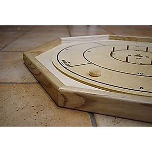 26 Natural and Blue Crokinole Discs with a Velvet Pouch (Mini Discs - 1 3/32 Inch Diameter (2.8cm))