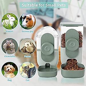 Lemtrflo Hanging Automatic Food Water Dispenser,Gravity Rabbit Feeder and Water Dispenser Set,Cage Cat Food and Water Dispenser Food Bowl for Bunny Chinchilla Guinea Pig Hedgehog Ferret