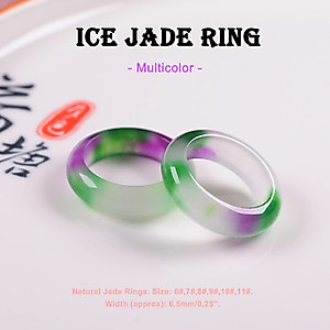 DNTENG Purple Jade Ring|100% Natural Jade Band Ring,100% Genuine Lavender Jade Ring for Women,Size 6