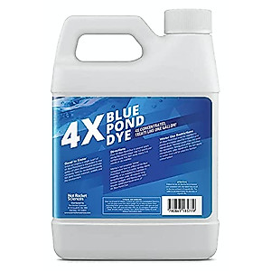 4X Blue Pond Dye - Transforms Murky Brown Water to Natural Blue Color - Super Concentrated Lake and Pond Dye - Liquid Pond Shade Treats Up to 1 Acre - Safe for Fish and Wildlife (32 oz)