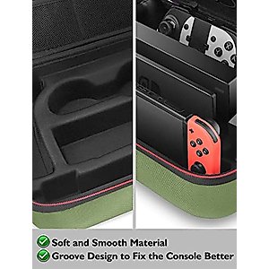 COOWPS Carrying Storage Case for Nintendo Switch/Switch OLED Model, Portable Full Protection Hard Shell Soft Lining Travel Bag for Switch Console Pro Controller Accessories Green
